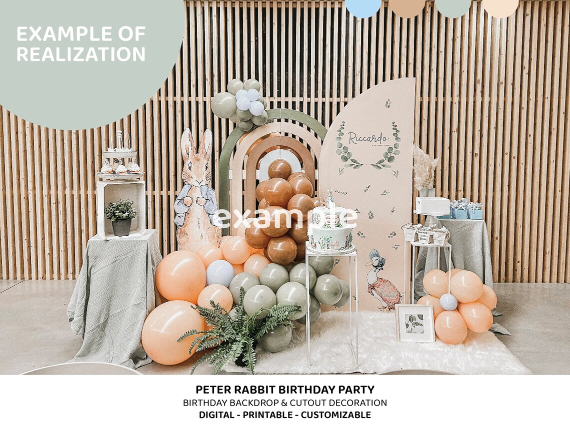 Printable Peter Rabbit Inspired Birthday Backdrop | Birthday Cutout ...