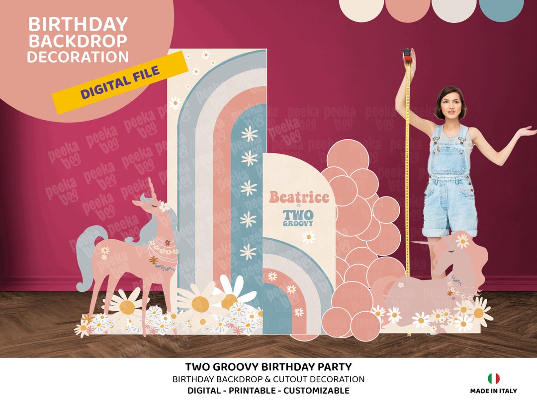 Printable Birthday Backdrop Groovy Birthday Cutout 70s Party Props ...