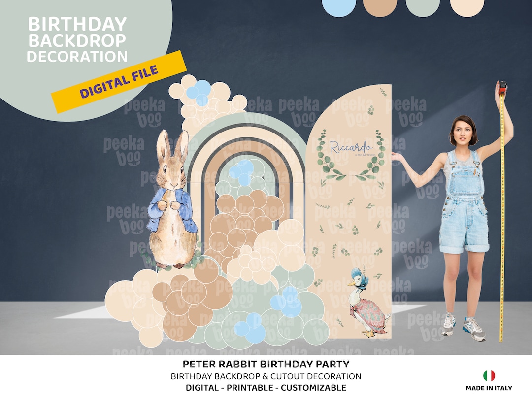 Printable Peter Rabbit Inspired Birthday Backdrop | Birthday Cutout ...
