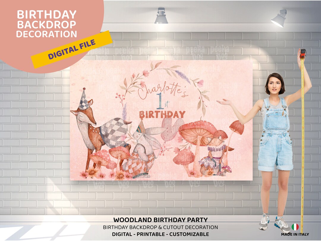 Printable Woodland Party Backdrop | Wild One Birthday Party Décor ...