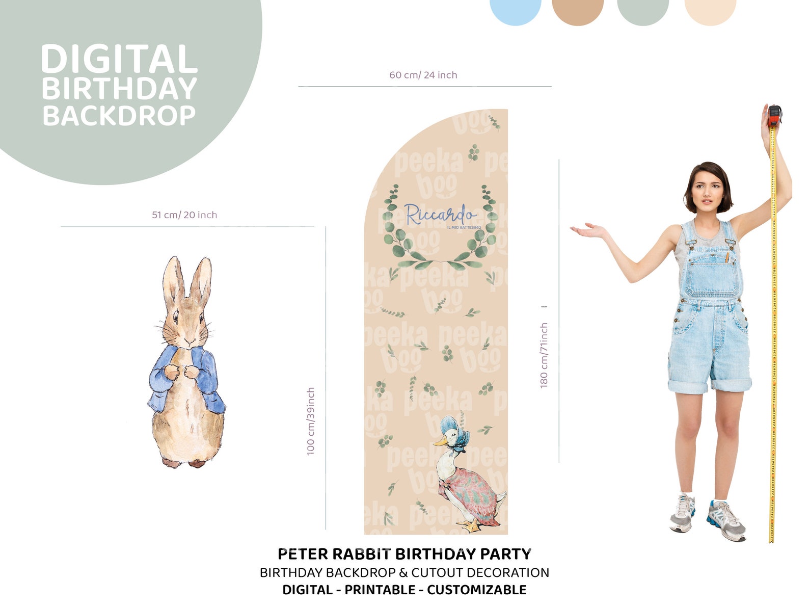 Printable Peter Rabbit Inspired Birthday Backdrop | Birthday Cutout ...