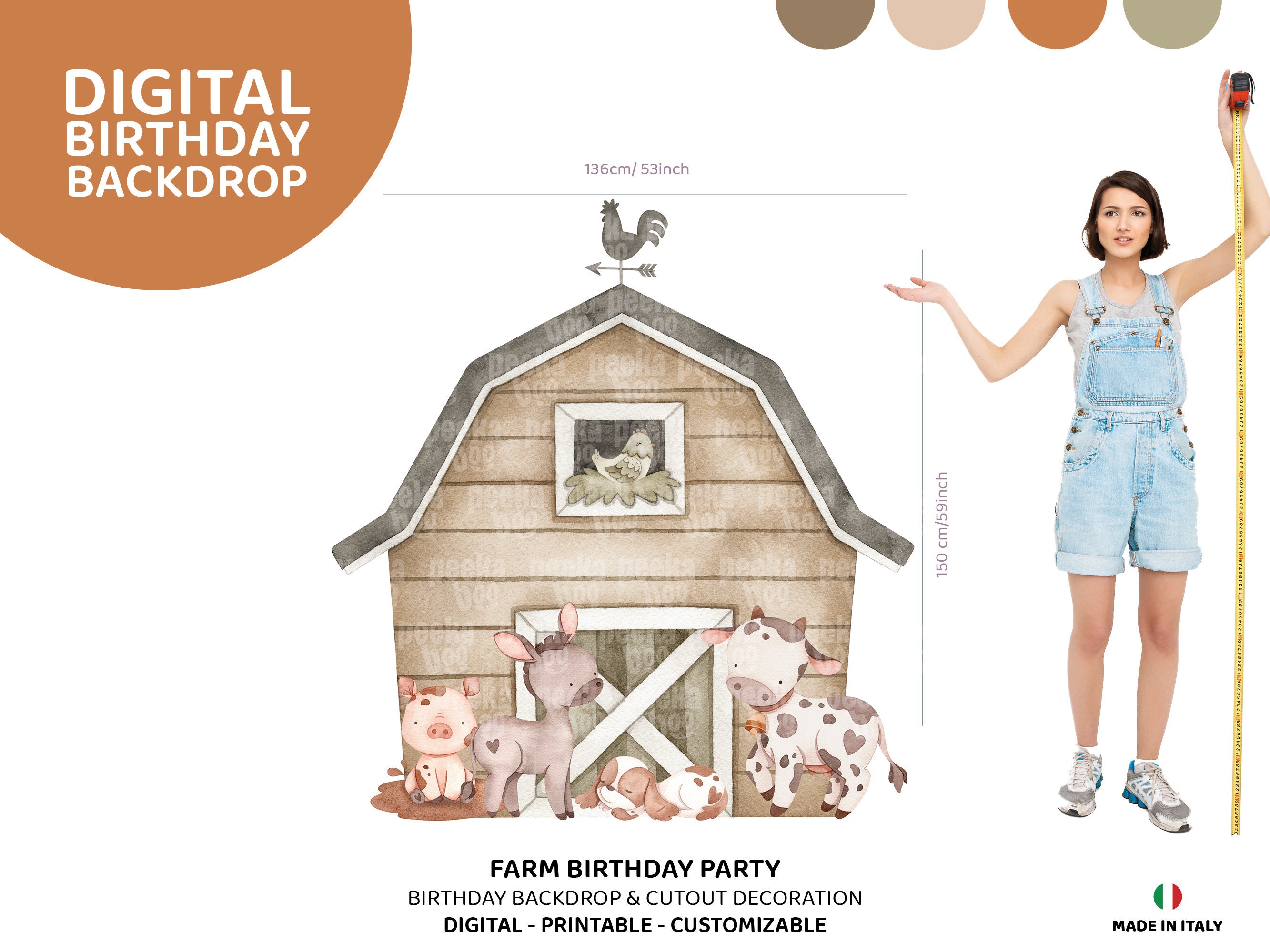 Printable Farm Animal Party Backdrop | Farm Party Background | Farm ...