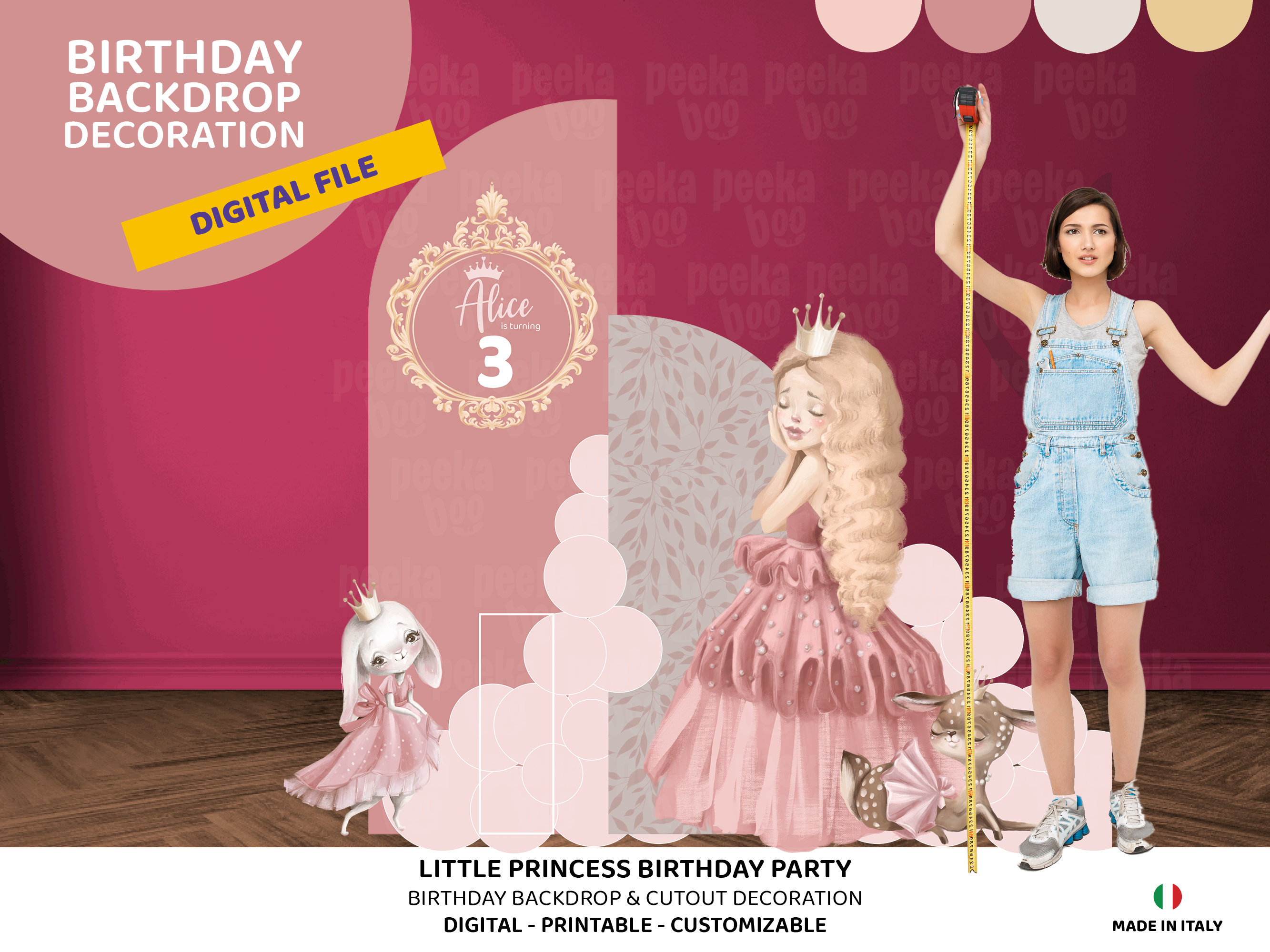 Printable Princess Backdrop | Pink Princess Birthday Background ...