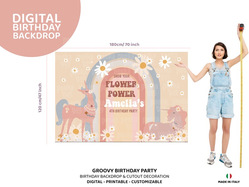 Printable Birthday Backdrop | Groovy Birthday Cutout | 70s Party Props ...