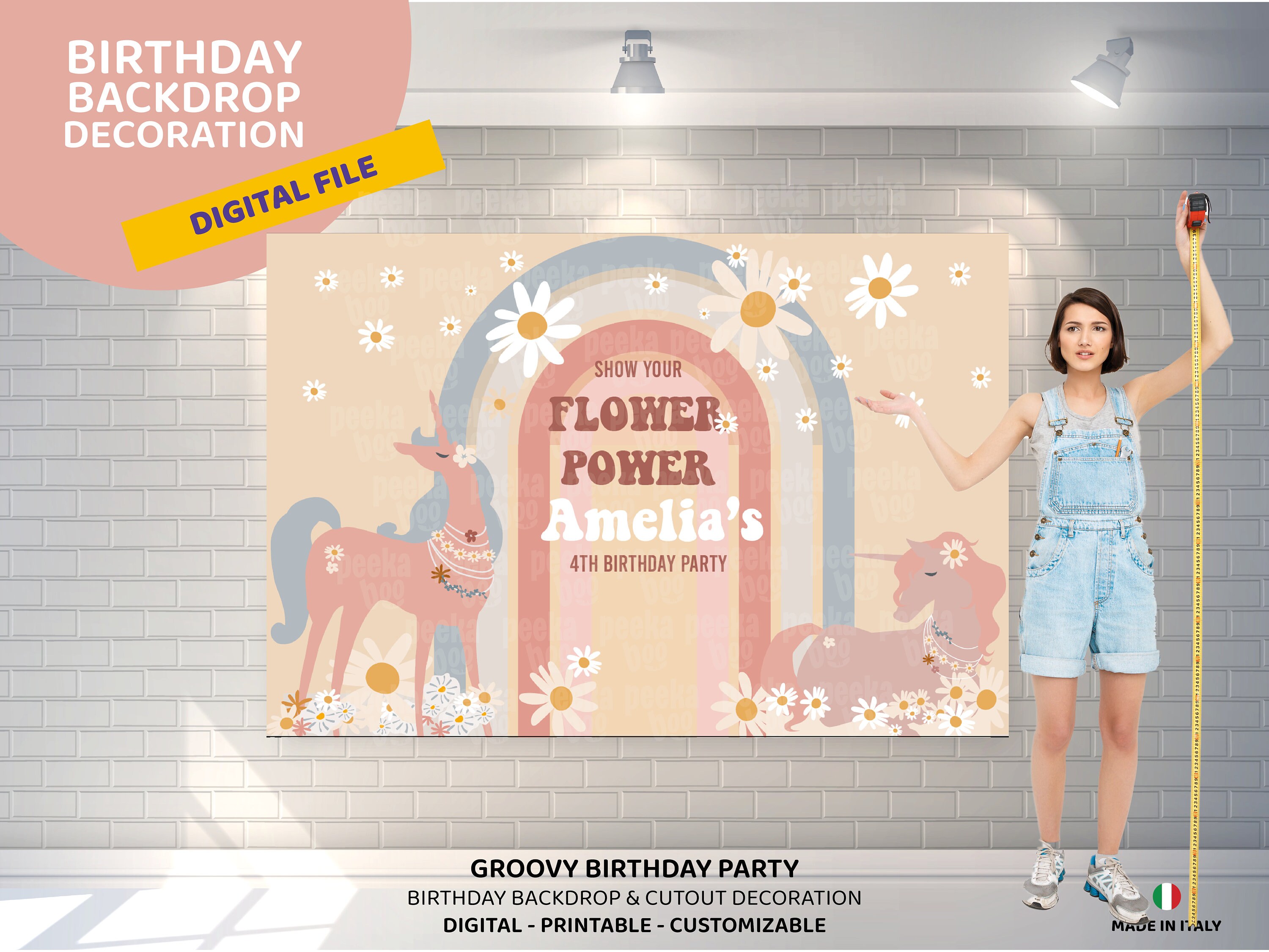 Printable Birthday Backdrop | Groovy Birthday Cutout | 70s Party Props ...