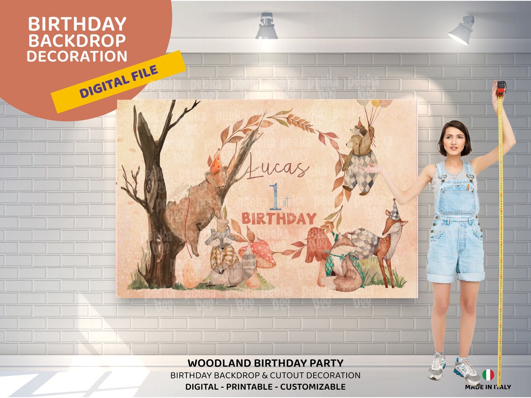 Printable Woodland Party Backdrop | Neutral Party Backdrop | Custom ...