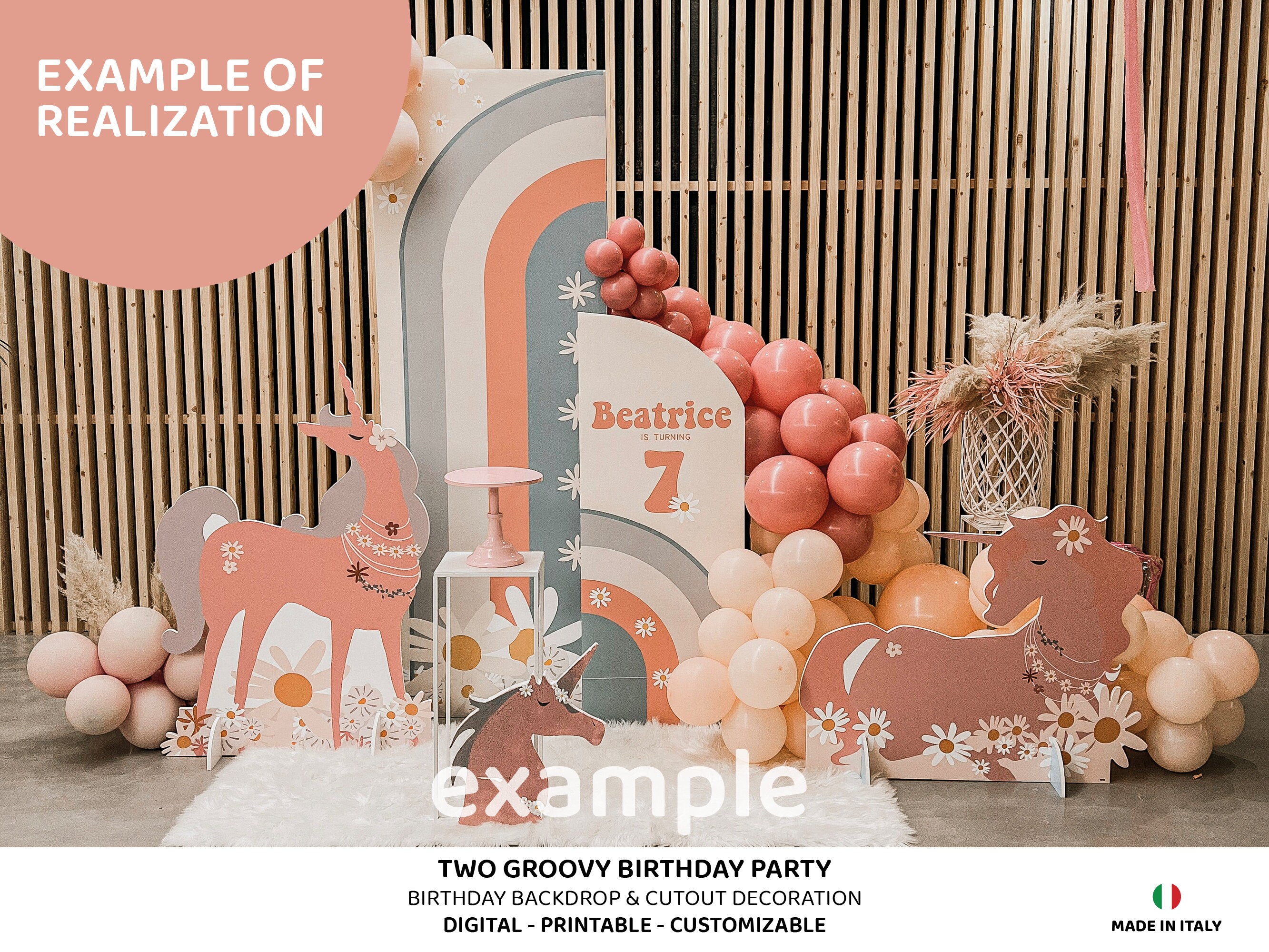 Printable Birthday Backdrop Groovy Birthday Cutout 70s Party Props ...