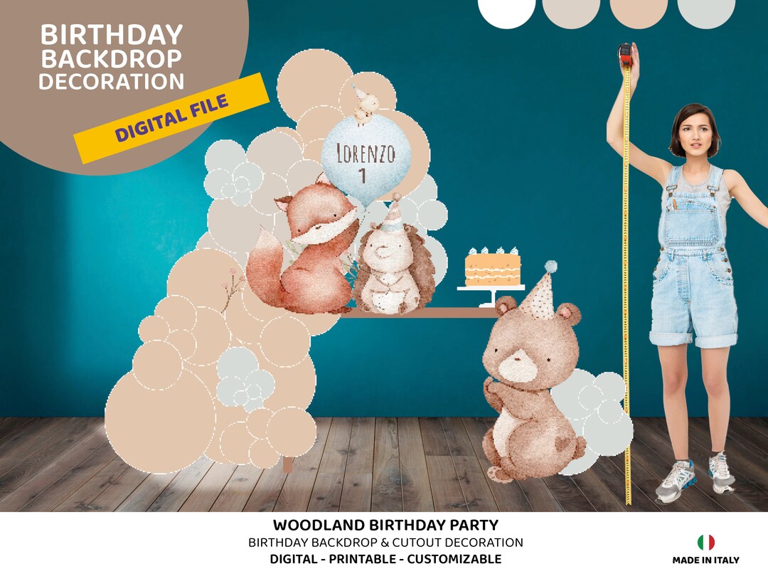 Printable Woodland Party Backdrop | Neutral Party Backdrop | Custom ...