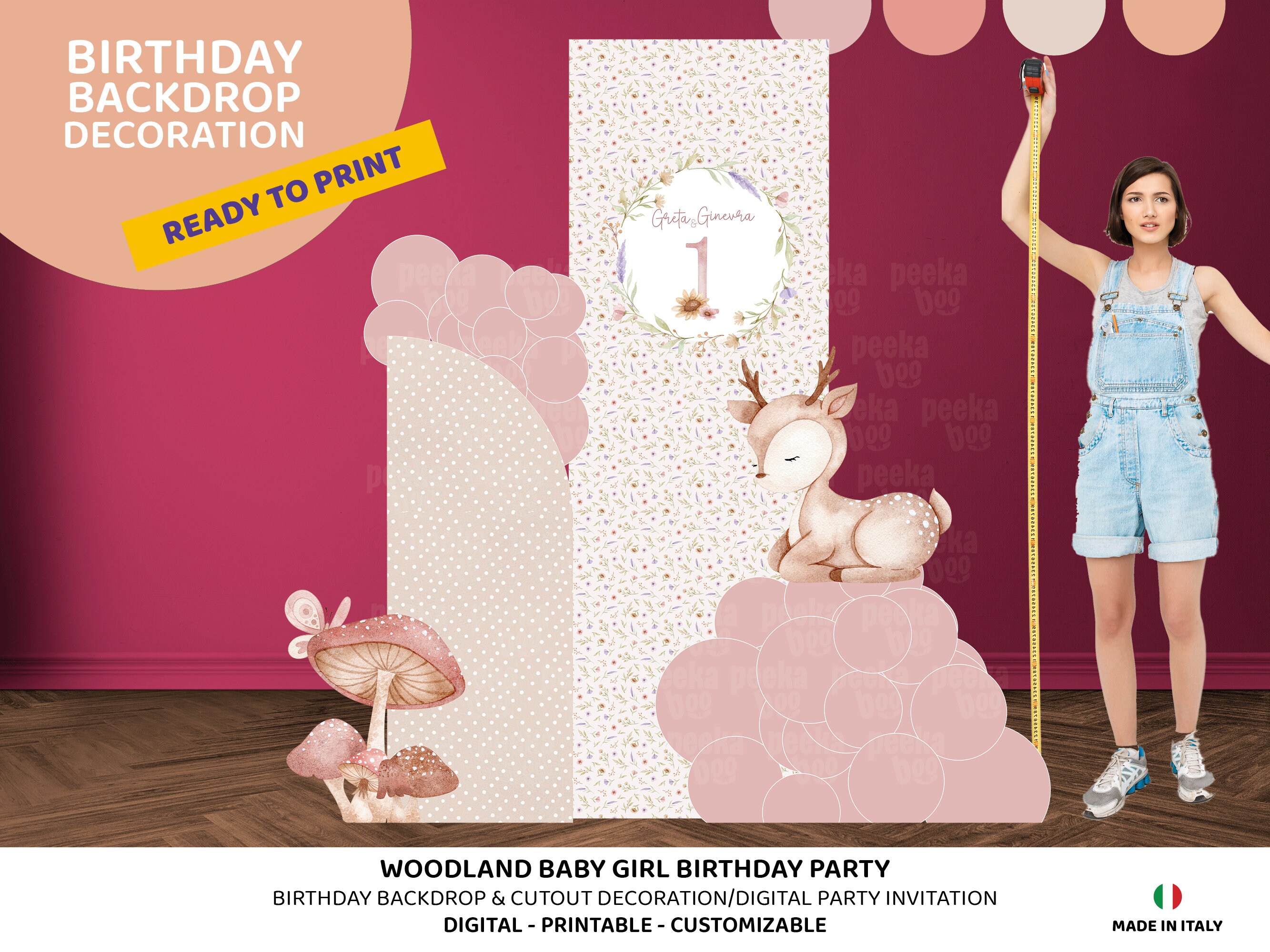 Printable Woodland Party Backdrop Wild One Birthday Party Décor Custom ...