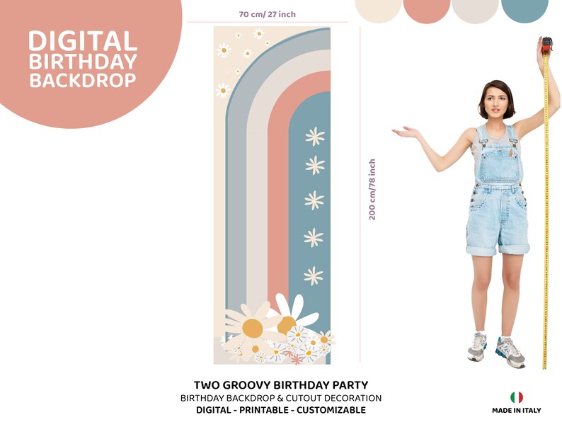 Printable Birthday Backdrop Groovy Birthday Cutout 70s Party Props ...
