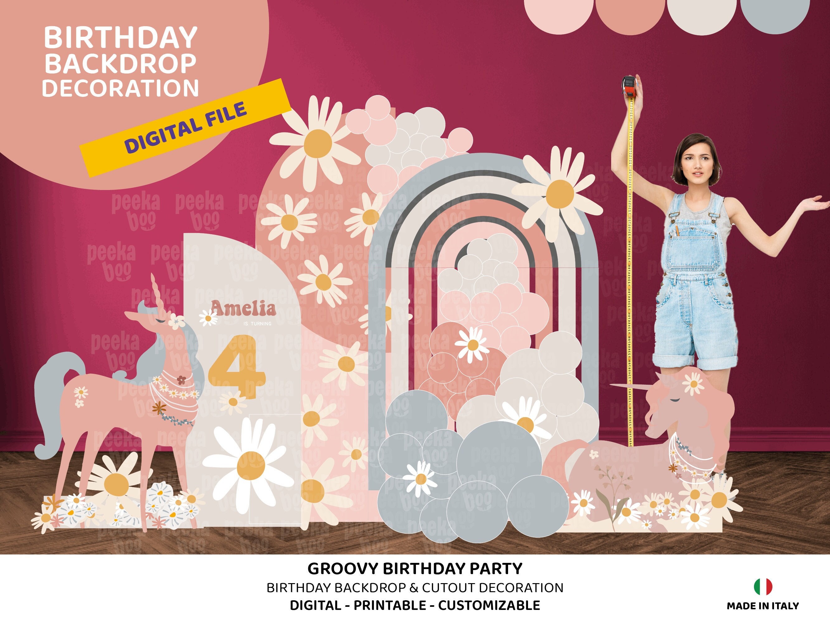 Printable Birthday Backdrop | Groovy Birthday Cutout | Two Groovy ...