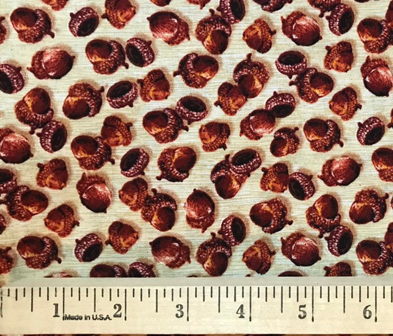 ACORN, Oak, Small Print Acorns Fabric ~ 100% Cotton for Quilting and ...