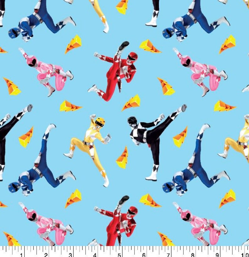 POWER RANGERS Fight Blue Pink Red ... Ranger Cotton Fabric - Etsy