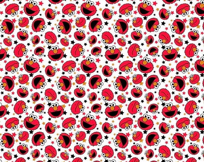 ELMO Heads, Sesame Street Toss Fabric ~ 100% Cotton ~ Half Yard, Yard ...