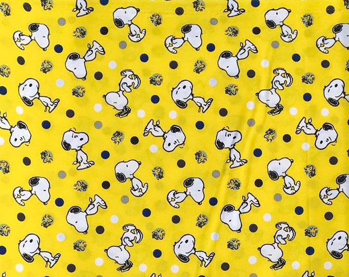 Snoopy & Woodstock, Peanuts, Yellow Fabric All-over Print, Half Yard ...