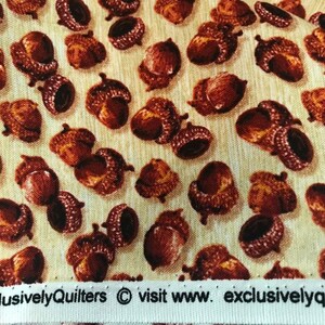 ACORN, Oak, Small Print Acorns Fabric ~ 100% Cotton for Quilting and ...