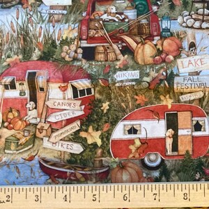 Susan Winget Fall Camping, CAMPER, Campground ~ 100% Cotton ~ Half Yard ...
