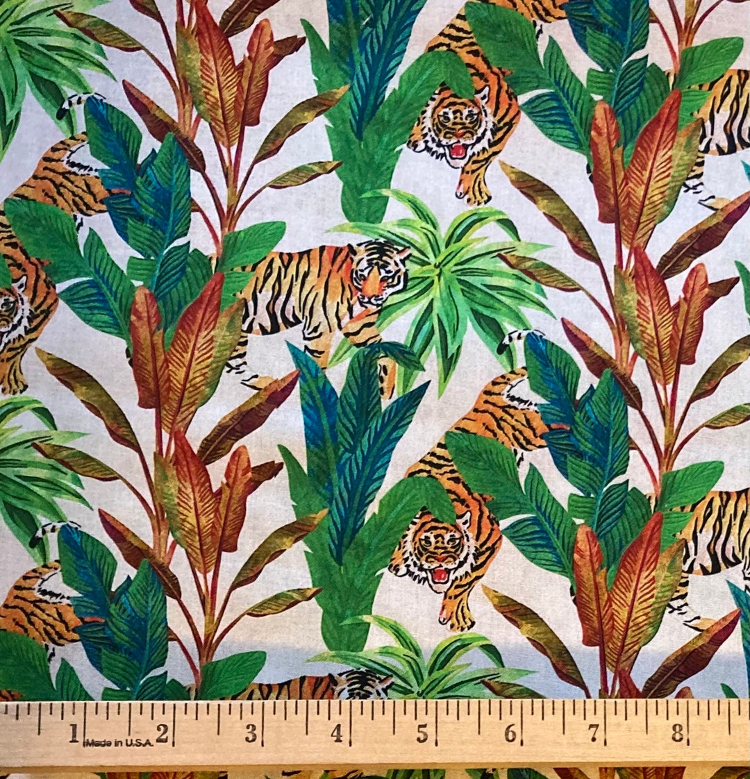 TIGER Fabric ~ Jungle, Tigers, Big Cats ~ 100% Cotton ~ Half Yard, Yard ...