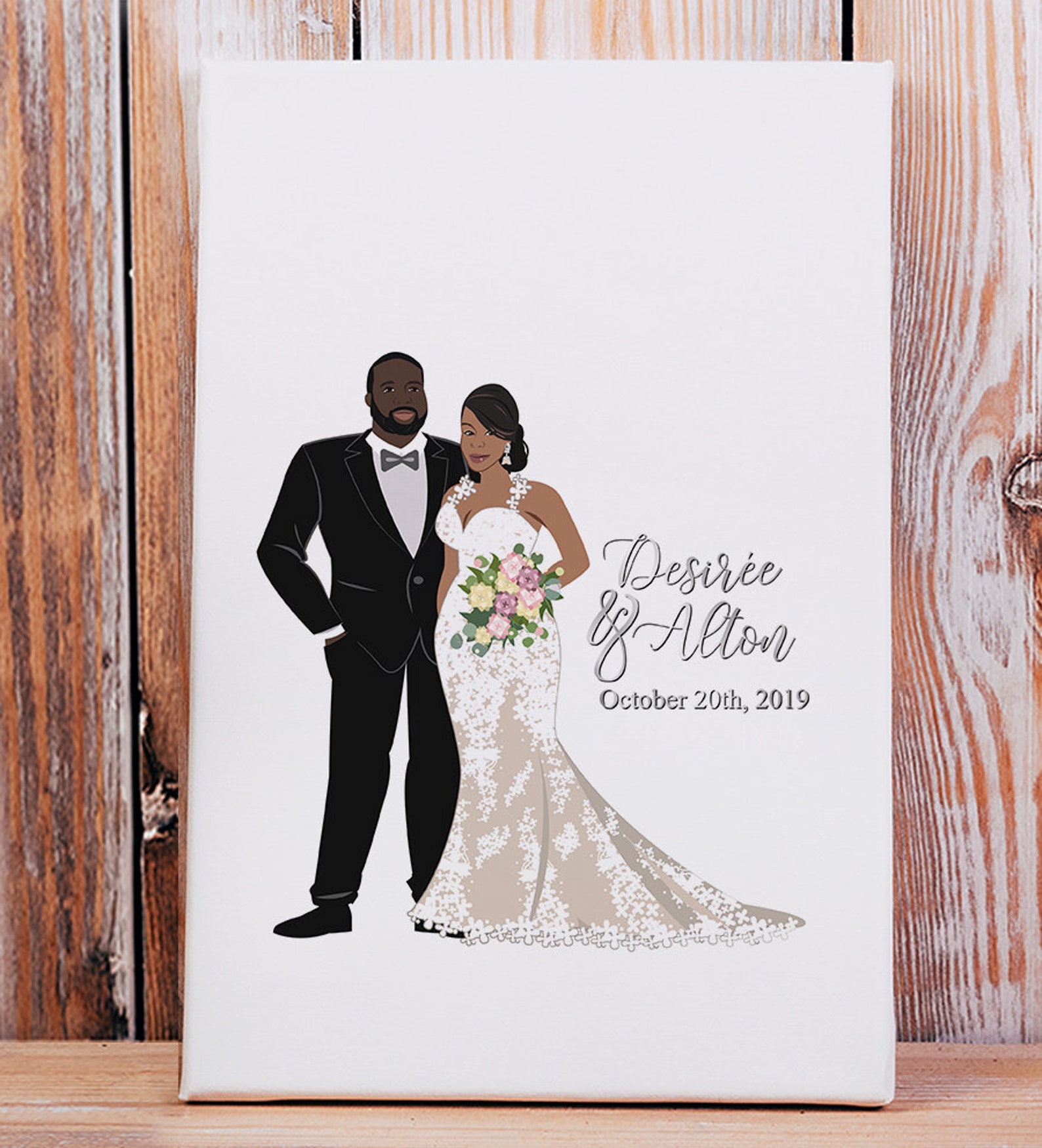 Wedding Guest Book Alternative Portrait Couple Illustration - Etsy