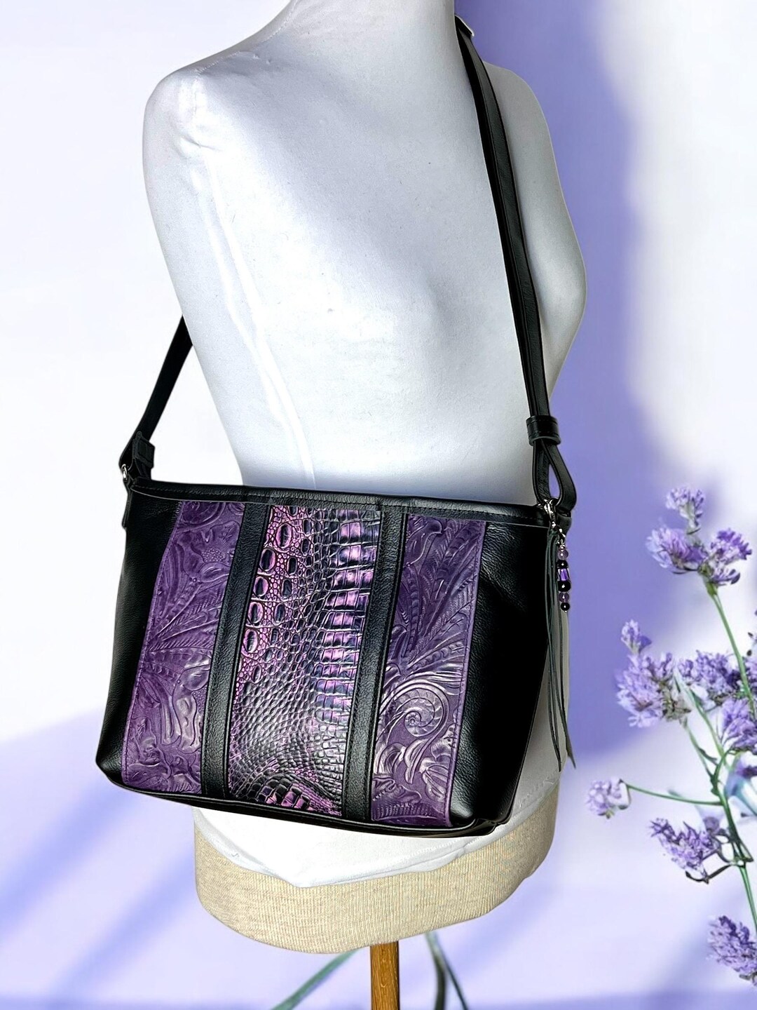 Purple Crossbody Bag, Purple Crocodile Bag - Etsy