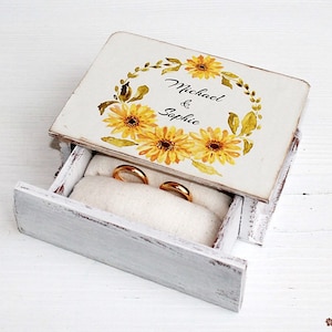 Sunflower Ring Box, Ring Bearer Box, Sunflower Wedding, Wedding Ring ...