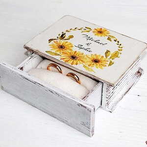 Sunflower Ring Box, Ring Bearer Box, Sunflower Wedding, Wedding Ring ...
