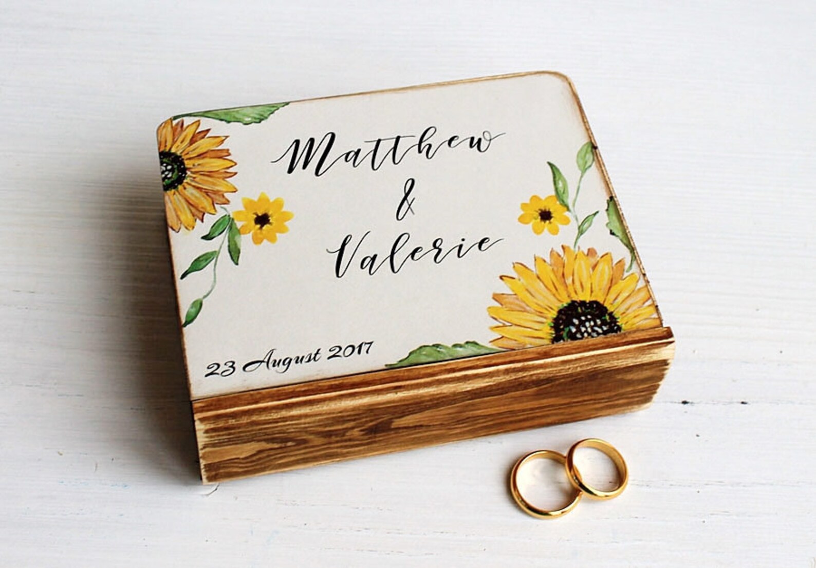 Sunflower Ring Box Ring Bearer Box Watercolor Box Ring Box - Etsy