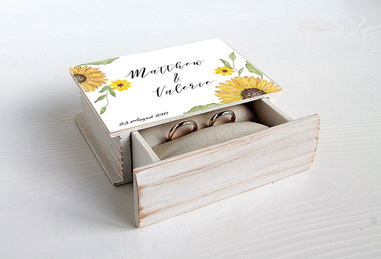 Sunflower Ring Box Ring Bearer Box Watercolor Box Ring Box - Etsy