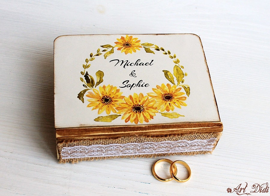 Sunflower Ring Box Ring Bearer Box Sunflower Wedding - Etsy