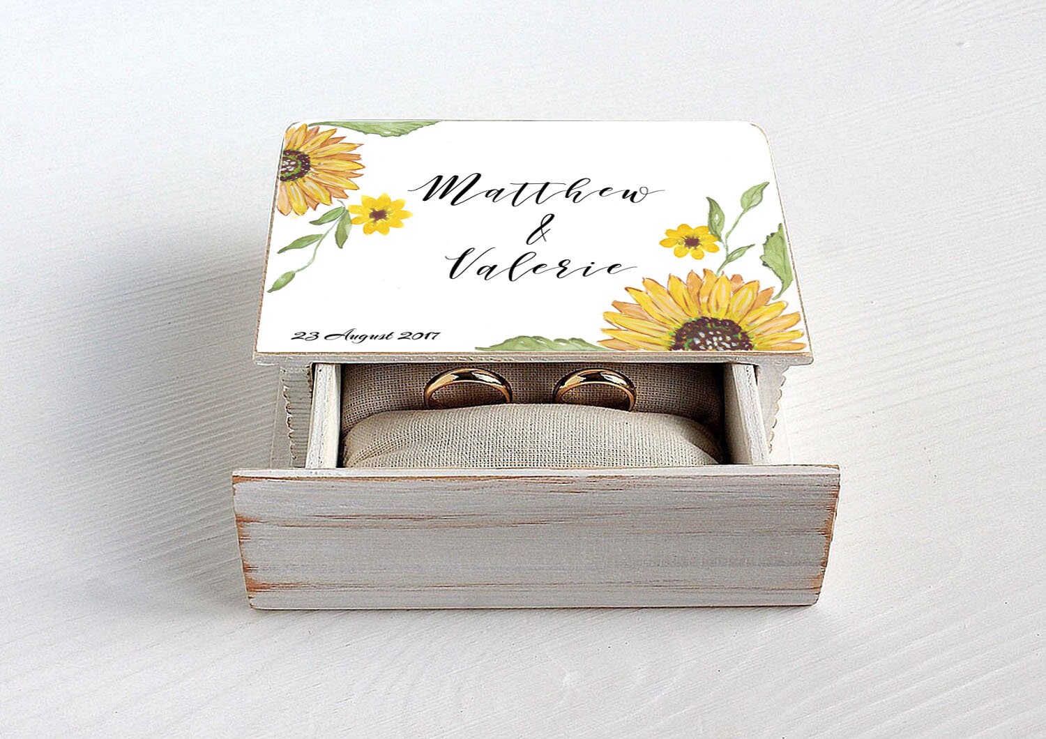 Sunflower Ring Box Ring Bearer Box Watercolor Box Ring Box - Etsy