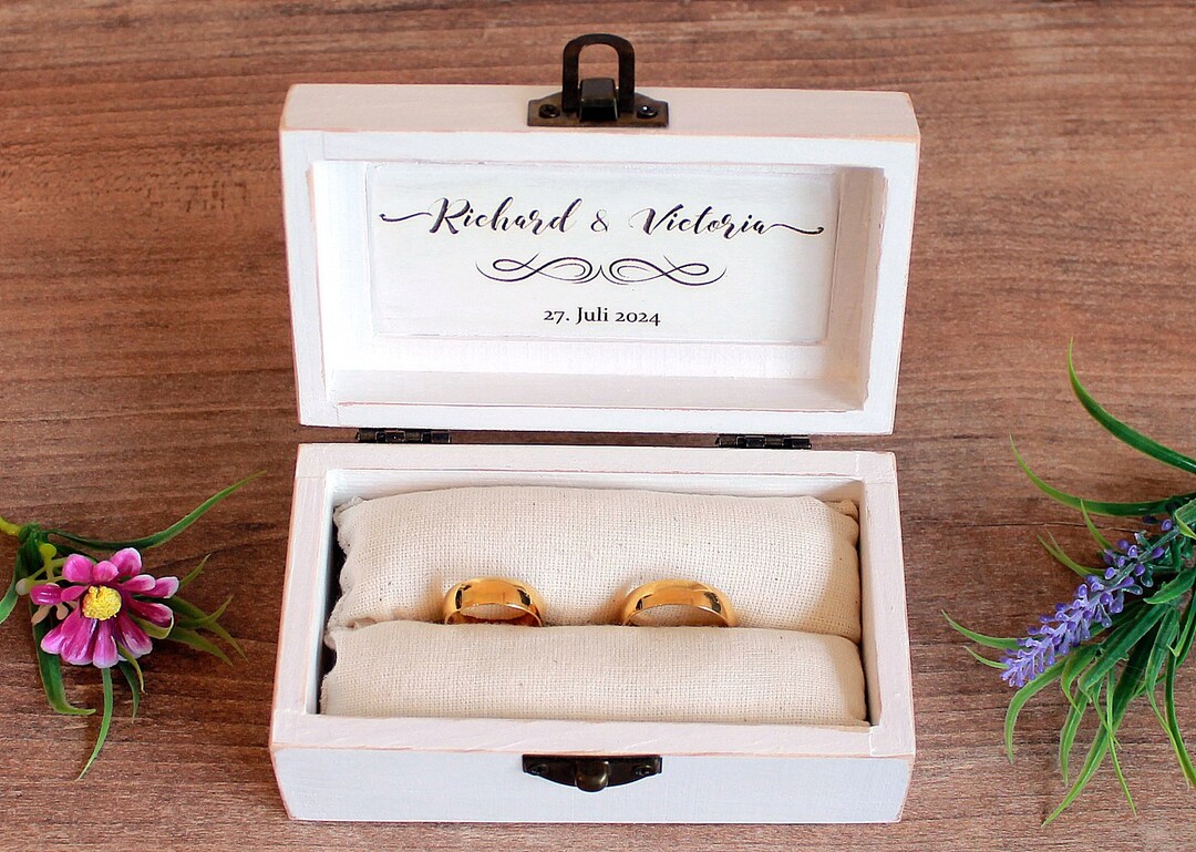 Wedding Ring Box, White Wedding Box, Ring Bearer Box, Ring Box, Custom Ring Holder, Personalized ...