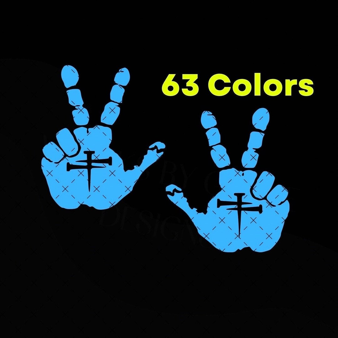3 Nail Cross Peace Wave Hand Vinyl Decals, Made to Order - Etsy