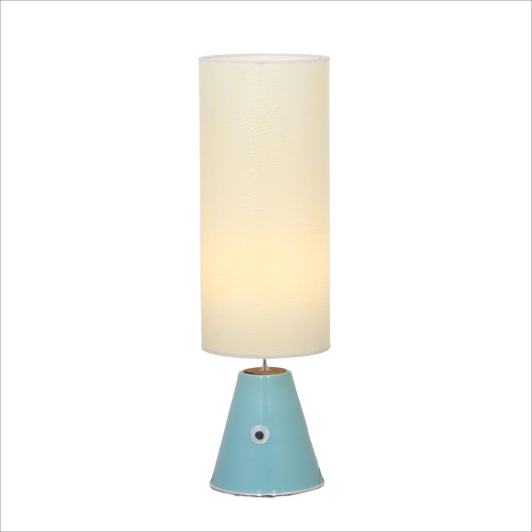 Large Modern Blue Lamp With Tall Cylinder Shade L2504 - Etsy