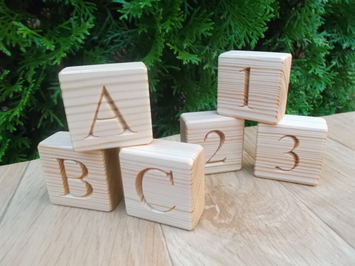 Bloques con letras Bloques de madera con letras y números - Etsy España