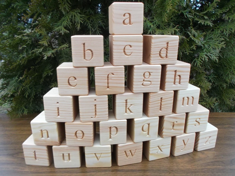 ABC Blocks Lowercase Wooden English Alphabet Blocks - Etsy