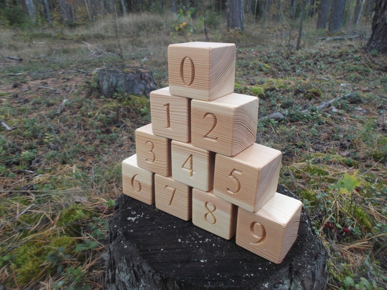 Counting blocks Maths blocks educational numbers wooden | Etsy