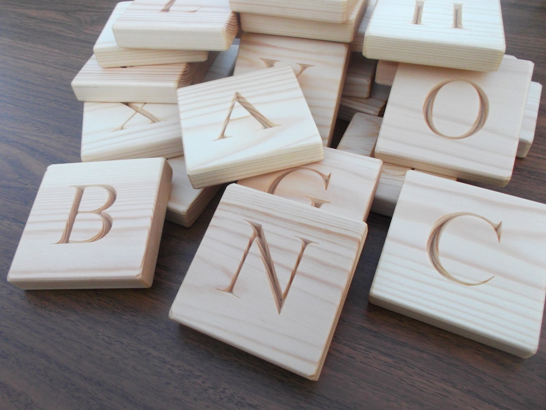 26 Wooden English Alphabet Blocks, ABC, Educational Gift, Baby Shower ...