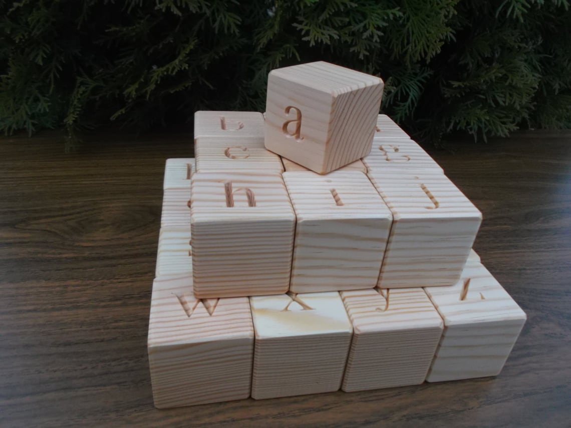 ABC Blocks Lowercase Wooden English Alphabet Blocks | Etsy