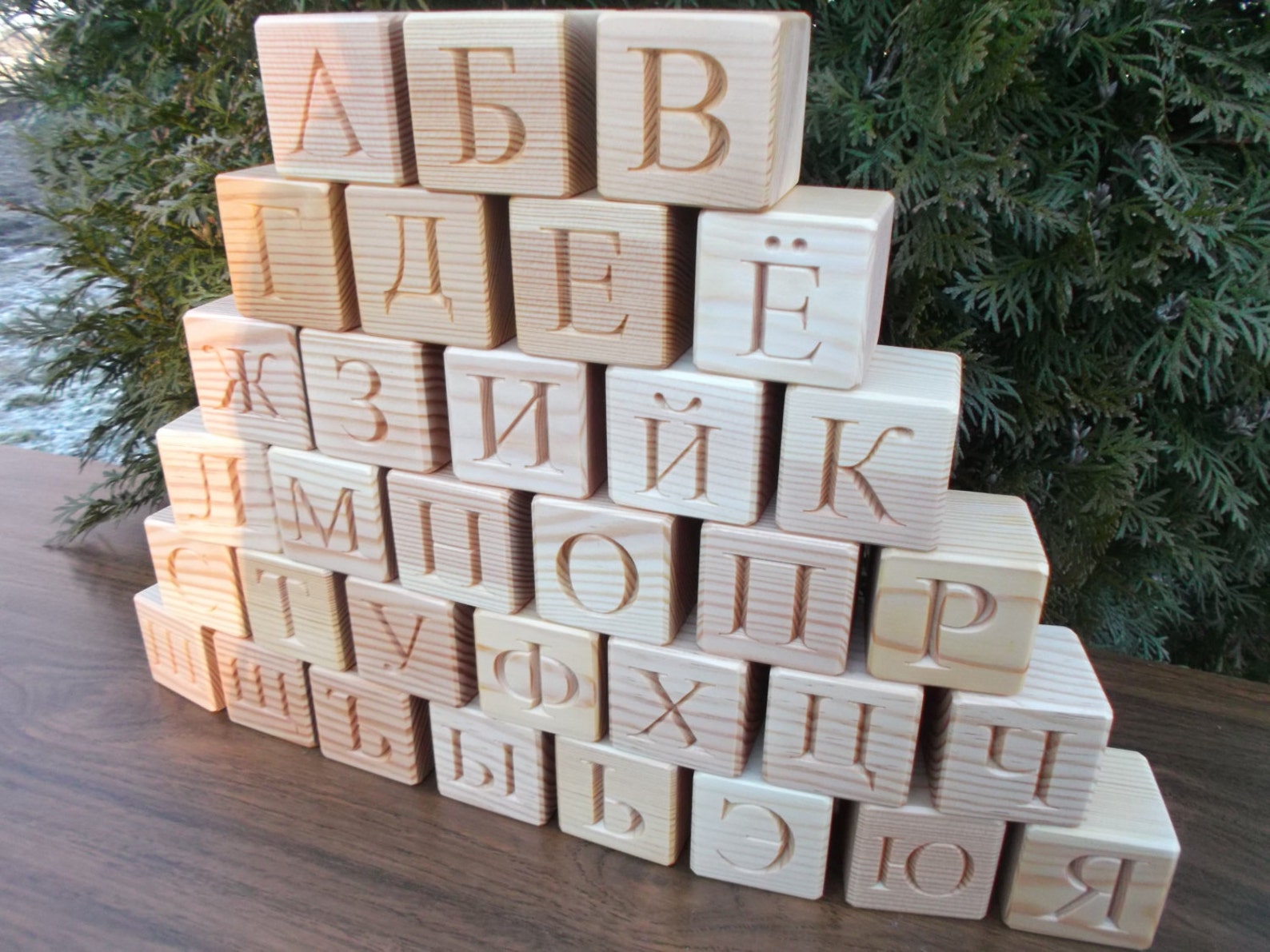 33 Wooden Russian Alphabet Blocks, Educational Gift, Personalized ...