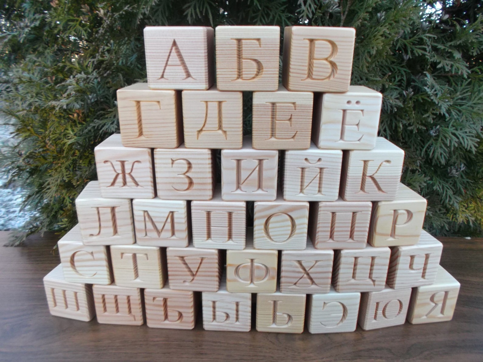 33 Wooden Russian Alphabet Blocks, Educational Gift, Personalized ...