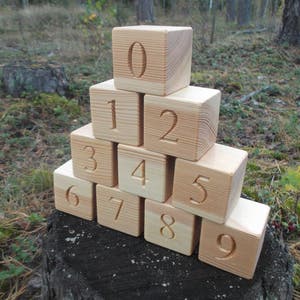 1.8" Wooden Cubes With Letters and Numbers, ABC and Number Blocks, ABC ...