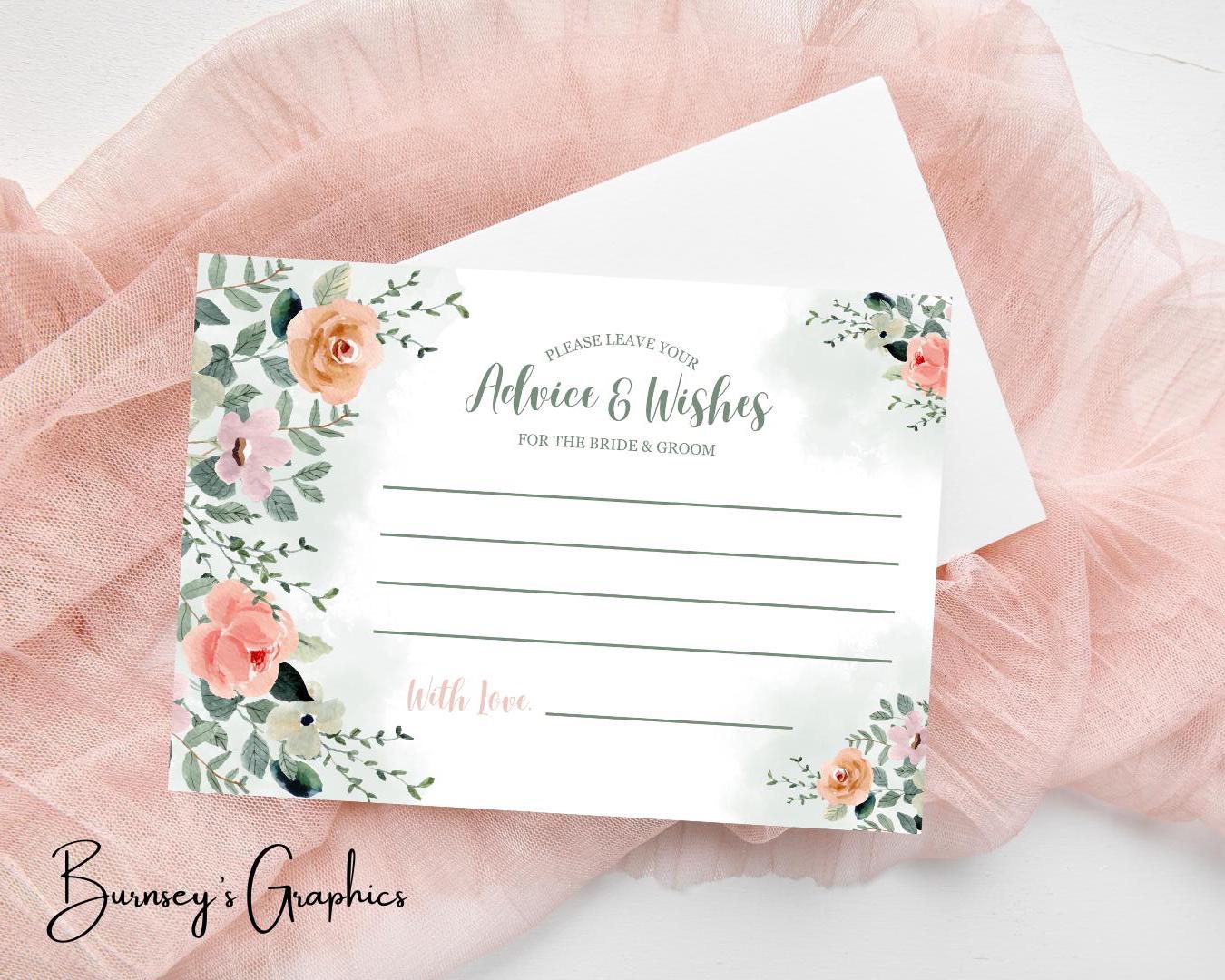 Bridal Shower Advice Cards | Printable PDF, PNG & JPG | Short + Long ...