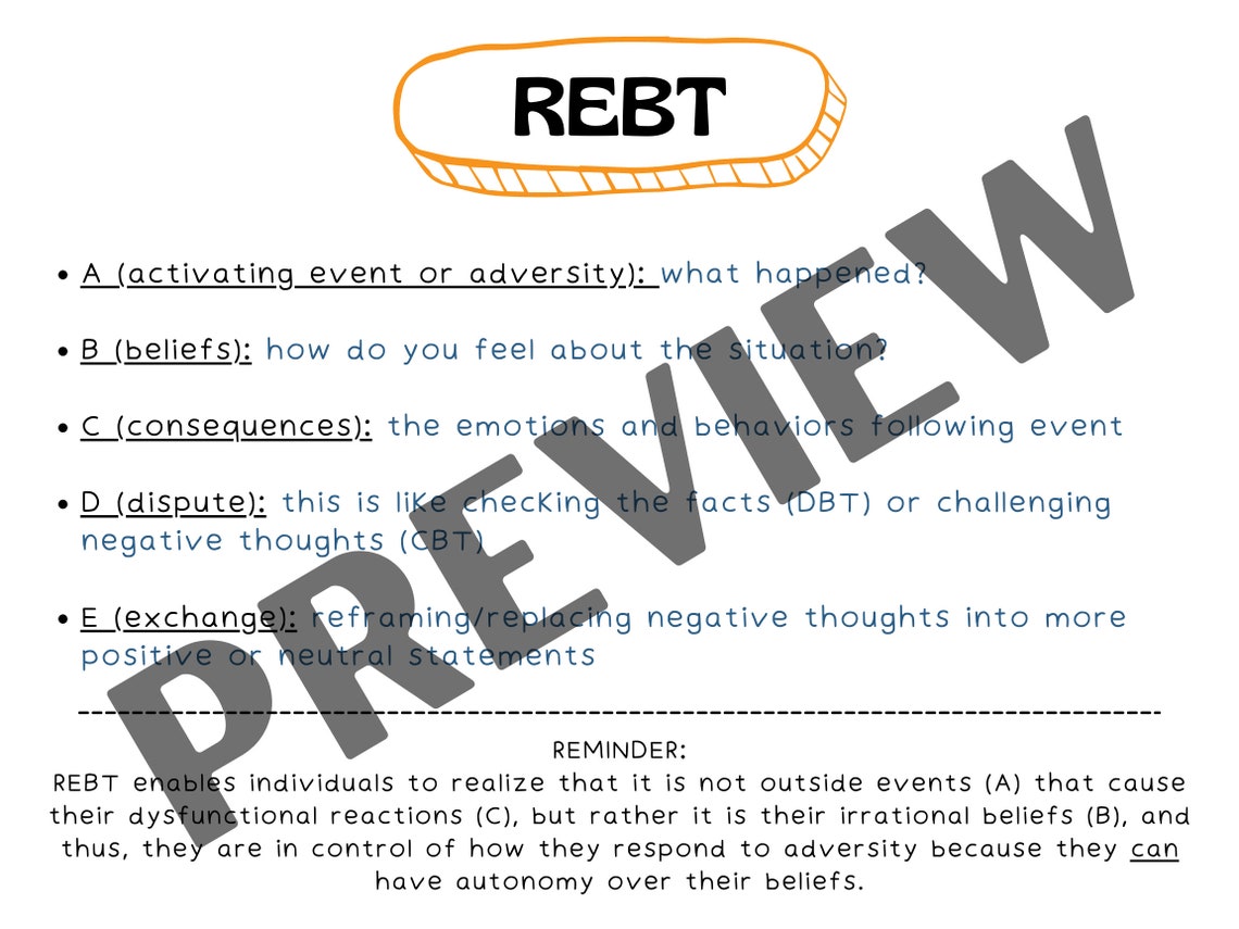 REBT ABC Model Worksheet for Teens & Adults | Etsy
