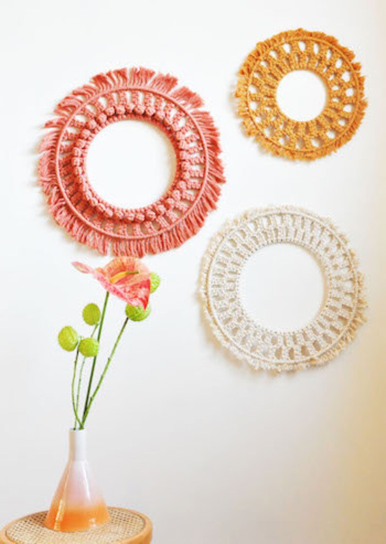 Metal Loops White Lacquered Steel Macrame Weaving Handicrafts ...