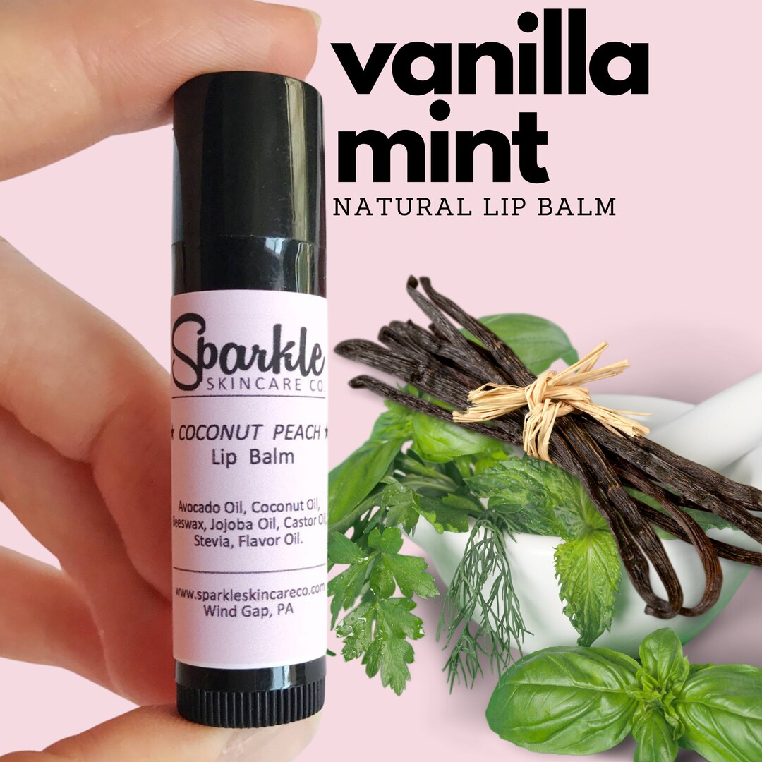 Vanilla Mint Flavored Lip Balm - Avocado Oil - Jojoba Oil - Dry Lip ...