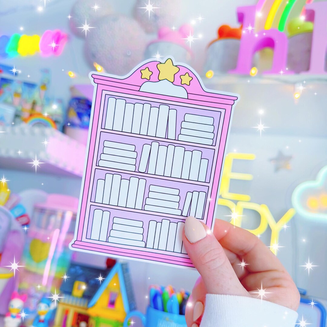 Girly Pink Bookshelf - Full Page Sticker (50 Blank Books) - Etsy