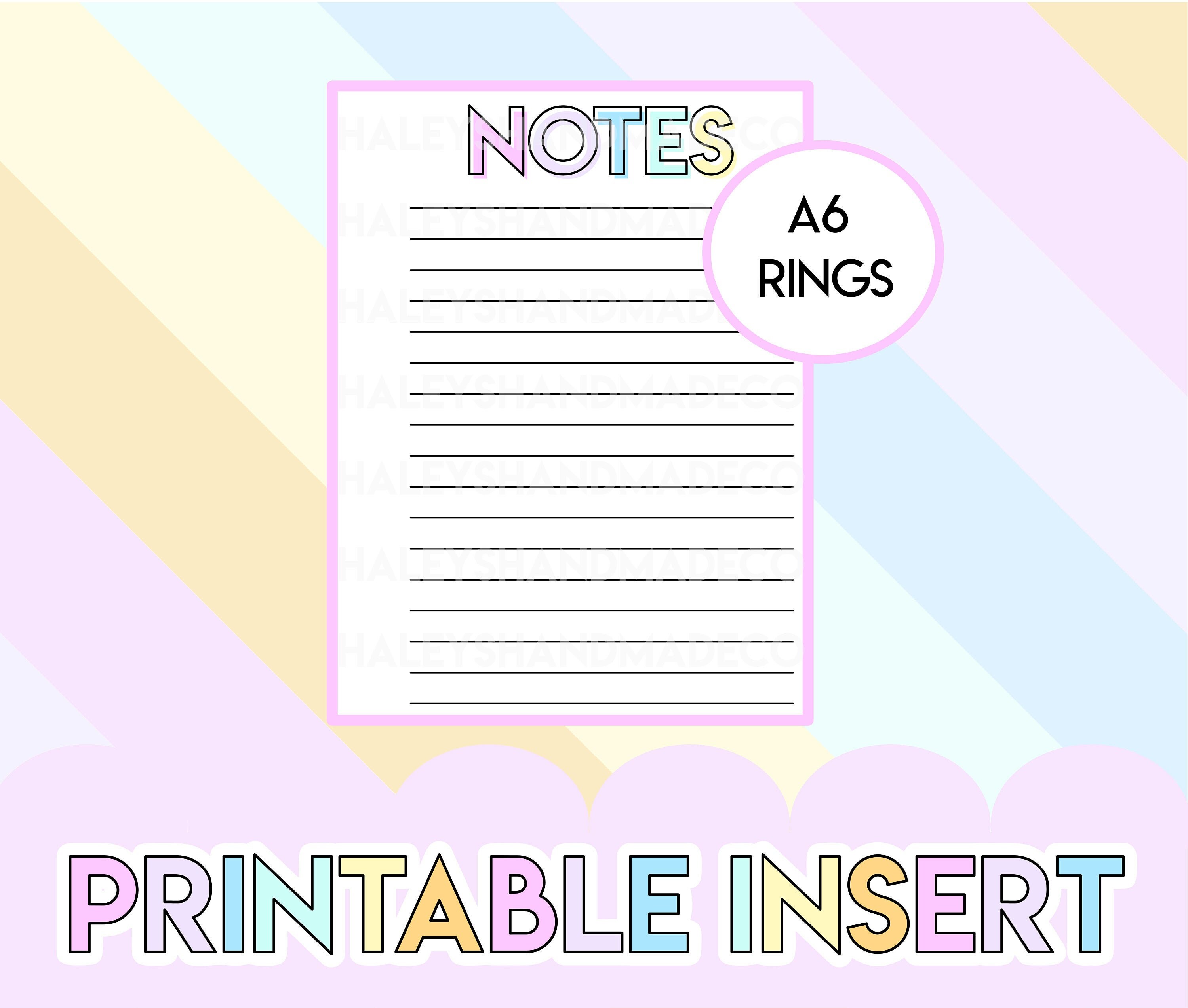 Rainbow Notes Printable Insert A6 RINGS - Etsy