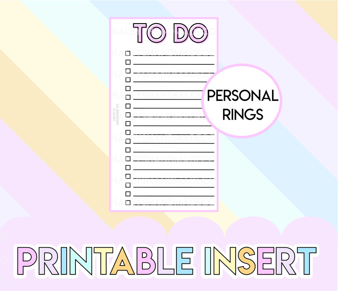 To Do List Printable Insert (PERSONAL RINGS) - Etsy