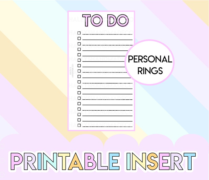 To Do List Printable Insert PERSONAL RINGS | Etsy