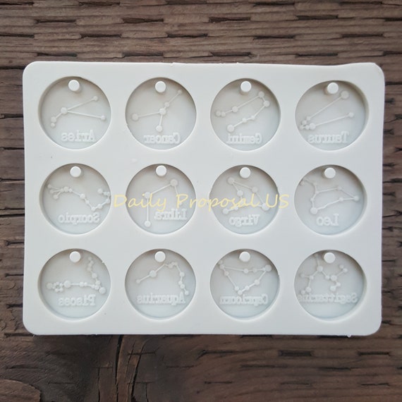 12 Horoscope Zodiac Sign Silicone Mold Small Round Pendent | Etsy